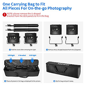 Neewer 2 Packs Advanced 2.4G 660 LED Video Light Photography Lighting Kit with Bag, Dimmable Bi-Color LED Panel with 2.4G Wireless Remote, LCD Screen and Light Stand for Portrait Product Photography