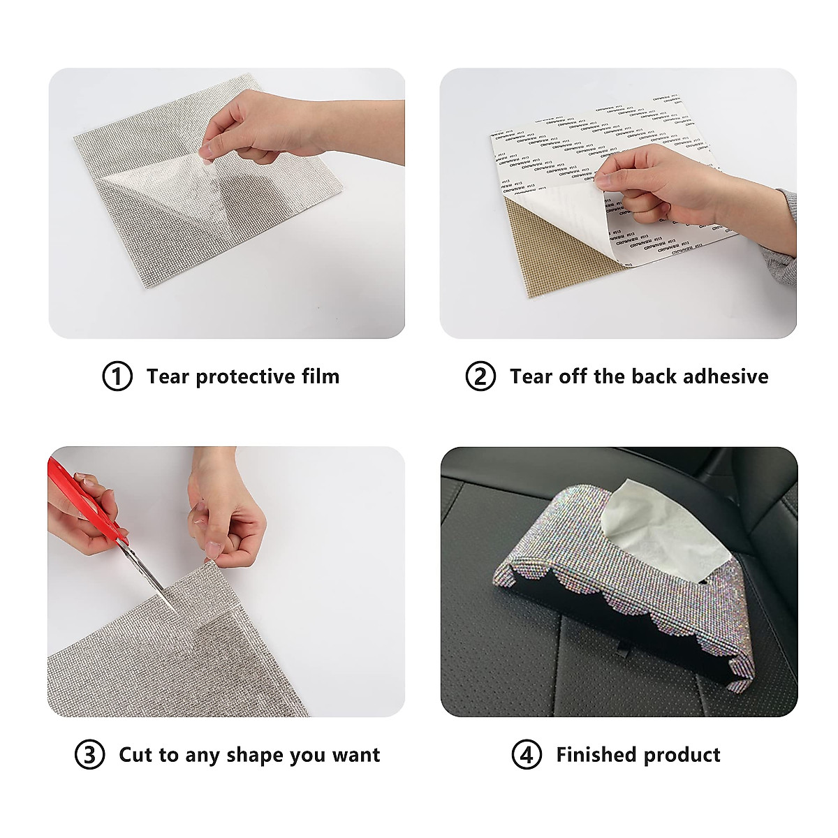 9.4"x7.8" 97 Bling Rhinestone Car Stickers,DIY Car Decals with Self-Adhesive Car Decorations,20PCS Bling Car Accessories Interior&Exterior for Car Dashboard,Door Handles