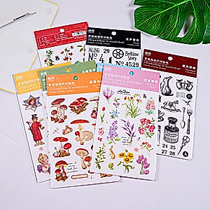 GUHAR 16 Pieces of Erasing Transfer Printing Crafts, Furniture, Butterfly Flower Stickers, Diary, Cutting and pasting Supplies, Mushroom Plant Erasing Decoration, Transfer Printing Stickers