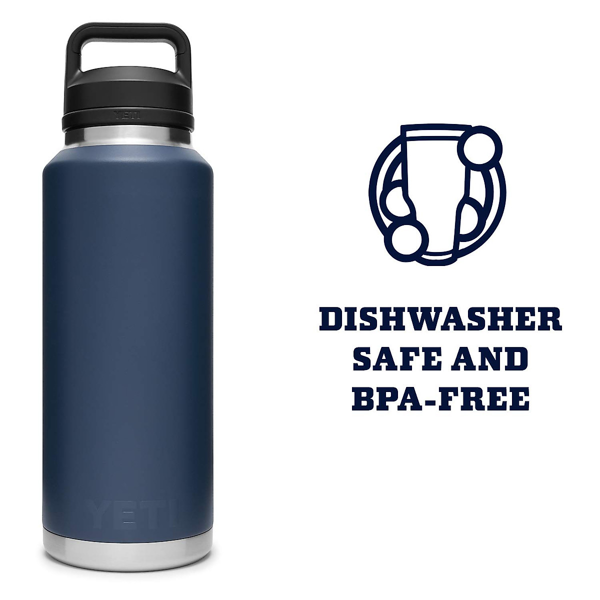 YETI Rambler 46 oz Bottle, Vacuum Insulated, Stainless Steel with Chug Cap, Navy