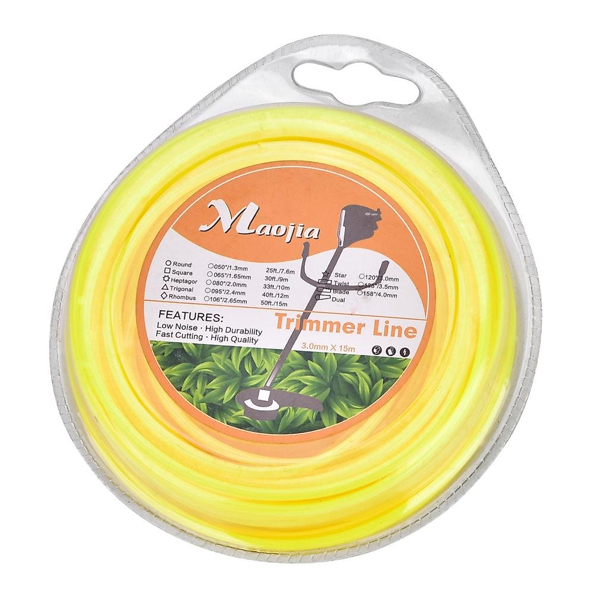 Round Grass Trimmer Line for Lawn Mower Brush Cutter Grass Trimmer Strimmer(Yellow 3.0mm*15m)