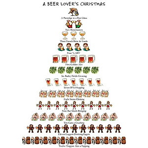 Holiday Flour Sack Kitchen Tea Towel A Beer Lovers Christmas 12 Days