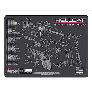 EDOG Ladies Hellcat Ladies Gun Cleaning Mat - Pink Trim Schematic (Exploded View) Diagram Compatible with Springfield Armory Hellcat Pink 3 mm Pad Protect Firearm Magazines Bench Surfaces Gun Oil