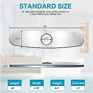 Kitchen Sink Faucet Hole Cover, Deck Plate Escutcheon for Kitchen Faucet- 10 IN Sink Hole Cover, Plumbing Cover Plates, 10" Deck Plate for Pull Down Faucet: 304 Stainless Steel(Brushed Nickel)