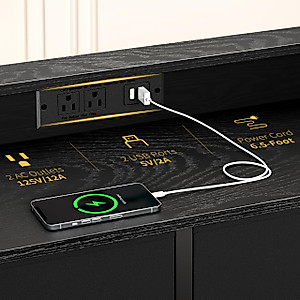 Yoobure Dresser for Bedroom with Charging Station, 6-Drawer Chest Furniture with LED Lights, Fabric Dressers & Chests of Drawers, Storage Tower Organizer Unit for Kids Room Closet Living Room Hallway