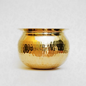 Ekhasa 100% Pure Brass Heavy Weight Biryani Handi for Cooking & Serving (2 L Water Capacity) | Biryani Pot or Pongal Pot or Lagan Handi for Home Kitchen, Hotel or Restaurant | Pital Handi for Cooking