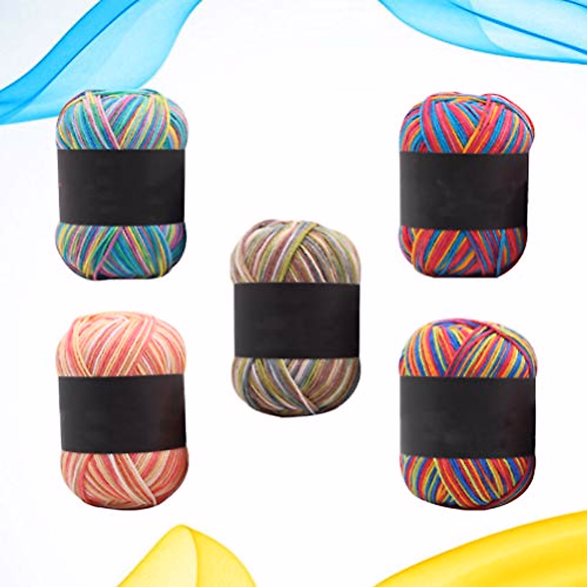 Healifty Multicolor Gradient Cotton Yarn Soft Knitting Wool 5 Rolls for Crochet Knitting
