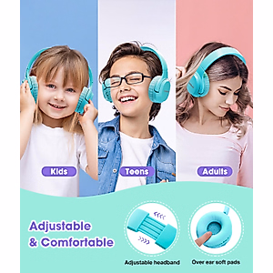 KONNAO Kids Headphones Wireless 60H, Foldable On Ear Headphone with MIC, Volume Limiter 85dB/94dB Wireless & Wired Headphones, Over-Ear Headphone for Kid Adult School Online Class Travel, Green