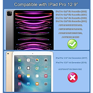 Rantice iPad Pro 12.9 Case 6th/5th Generation with Apple Pencil Holder, Hybrid Shockproof Rugged Drop Protection Cover with Kickstand for iPad Pro 12.9'' 2022/2021 Released (Black)