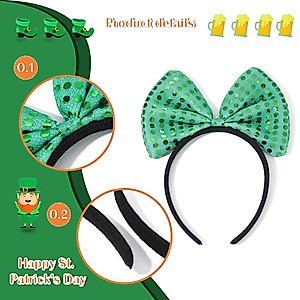 DRESBE Green Sequins Bowknot Headbands St. Patrick's Day Headband Festival Costume Accessories for Women and Girls(Pack of 2)