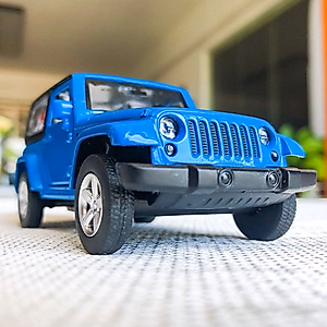 BDTCTK 1/42 Scale SUV Wrangler Car Model Toy Zinc Alloy Die-Cast Pull Back Vehicles Kid Toys for 4 5 6 Year Old Boy Girl Gift(Blue)