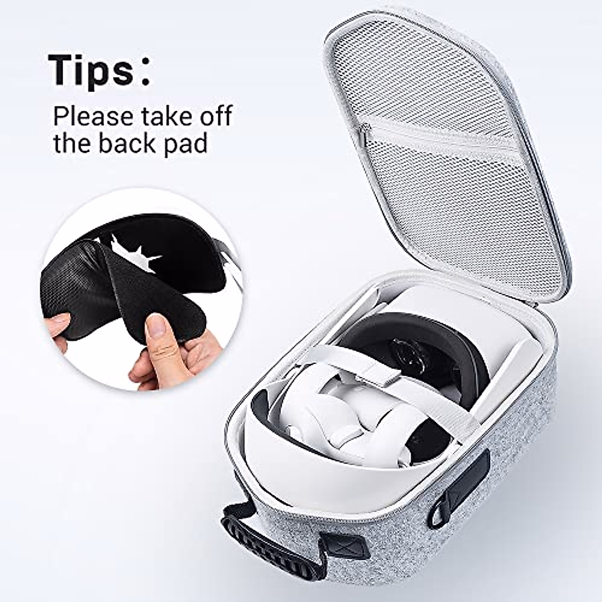 Vimetapro Carrying Case for Quest 2, Hard Bag for Quest 2 Accessories VR Headset with Elite Strap and Touch Controllers Other VR Accessories, Protable Design for Travel and Home Storage