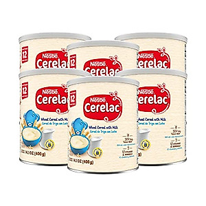 Nestle Cerelac Wheat Cereal with Milk, Made for Toddlers 12 Months, 14.1-Ounce Canister (Pack of 6)