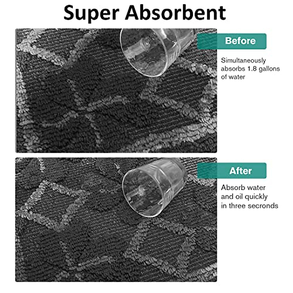 EGOBUY 47x19 Inch/31x19 Inch Kitchen Mat Rugs Made of Polypropylene 2 Pack Soft Kitchen Rug Set Specialized in Anti Slippery & Machine Washable for Home Kitchen, Grey