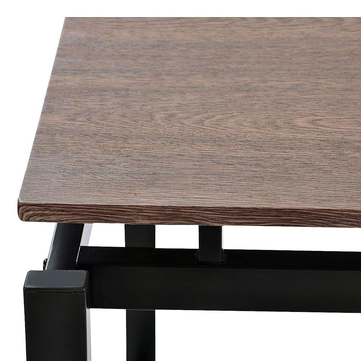 Merax 5-Piece Kitchen Counter Height Table Set, Industrial Dining Table with 4 Chairs, Small Space Table & Chairs, Kitchen Table Set for 4 People (Dark Brown +Black)