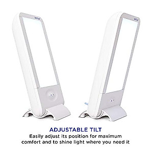 Verilux® HappyLight® Full-Size - UV-Free Therapy Lamp, Bright White Light with 10,000 Lux, Adjustable Brightness, 2 Interchangeable Lenses, Detachable Stand, and Wall Mountable