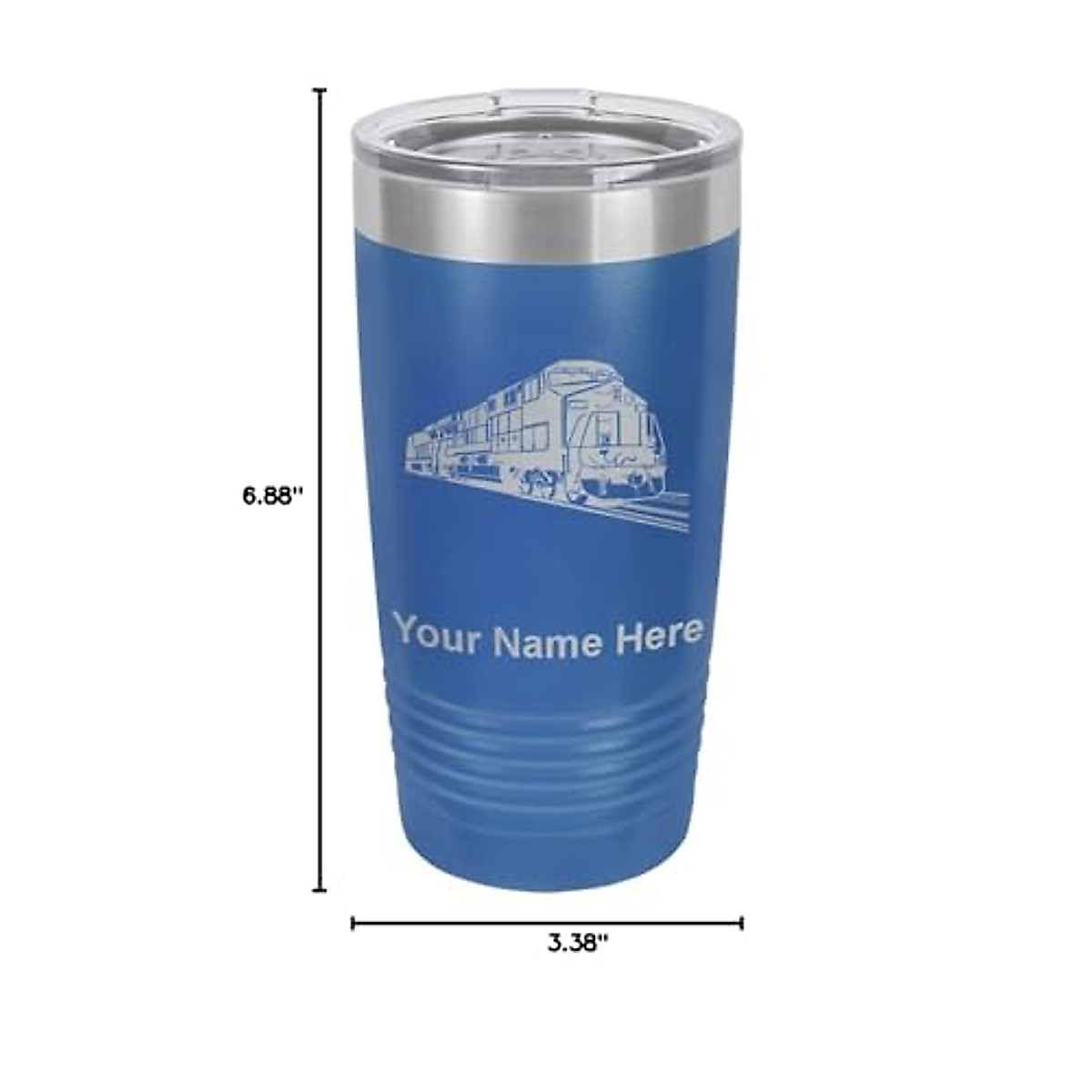 LaserGram 20oz Vacuum Insulated Tumbler Mug, Freight Train, Personalized Engraving Included (Dark Blue)