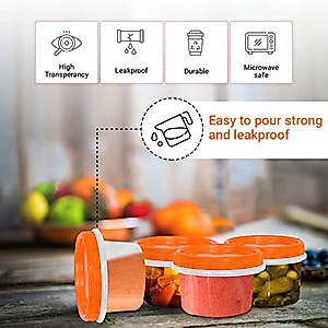 [Orange - 12 Pk] Airtight Deli Containers with Lids Twist Lock Top Clear Food Storage for Meal Prep Snacks and Leftovers Freezer and Microwave Safe Stackable Leak-Resistant and 12 Pc. Set (16 Ounce)