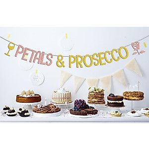 Petals & Prosecco Banner, Bridal Shower Decorations, Mimosa Bar Decor, Bride to Be Miss to Mrs, Champagne Engagement Bachelorette Birthday Party Supplies Gold & Rose Gold