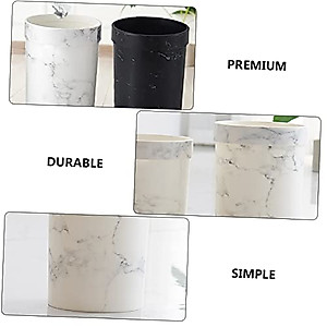 Garneck 1pc Garbage Can Platic Garbage Bin Waste Paper Basket Marble Wastebasket Table Trash Can Small Garbage Bin Small Trash Can Car Trash Can Storage Tank No Cover White Plastic Office