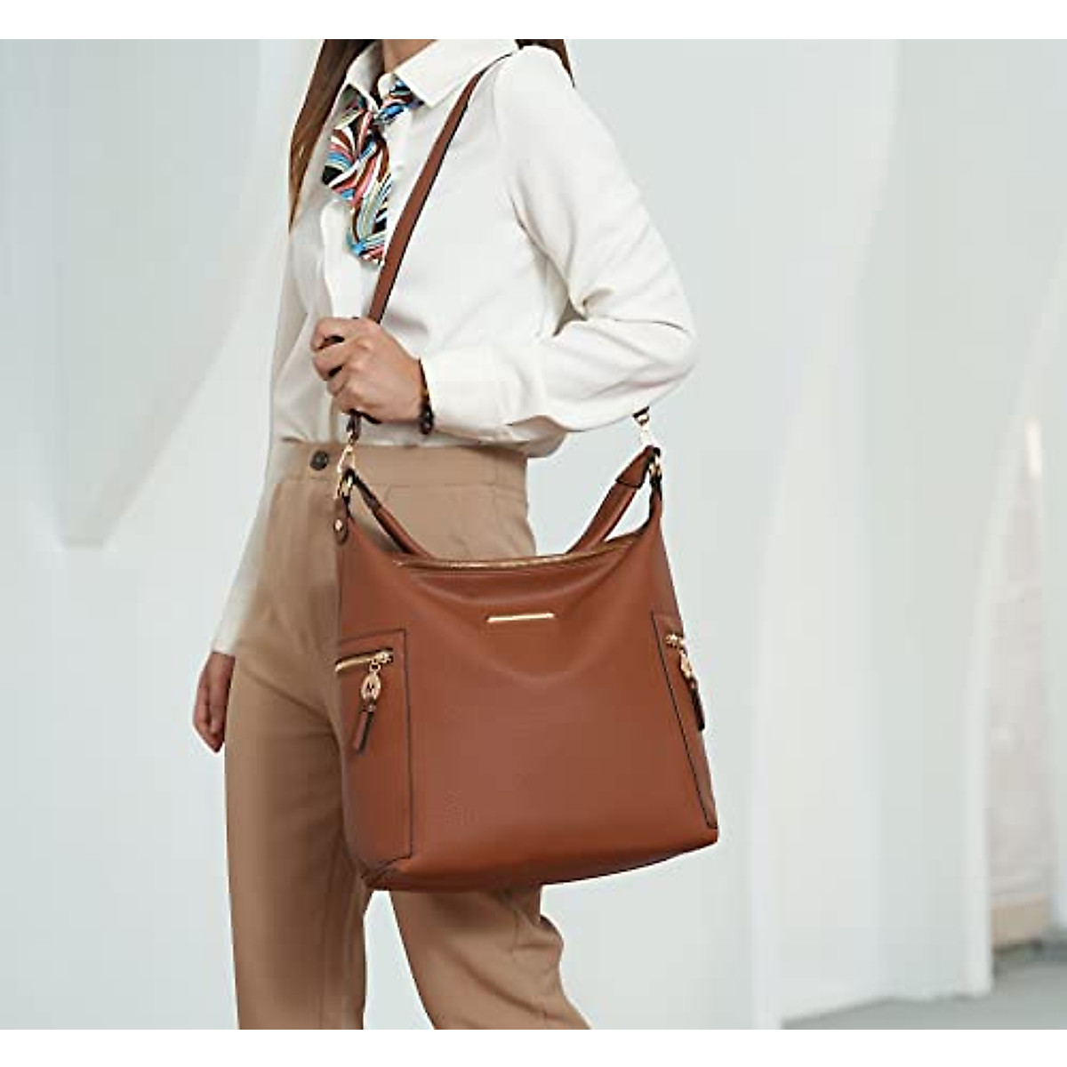 MKF Collection Hobo Bag & Wristlet Wallet for Women, Vegan Leather Shoulder Handbag Messenger Purse