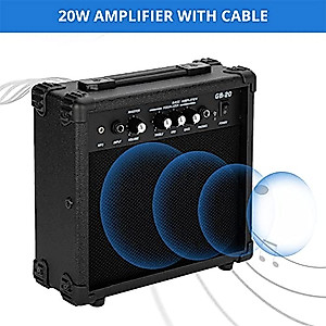 Ktaxon 4 String Electric Bass Guitar, PB-Style Full Size Standard Right Handed Beginner Kit with 20W AMP Gig Bag Strap for Youths & Adults (Yellow)