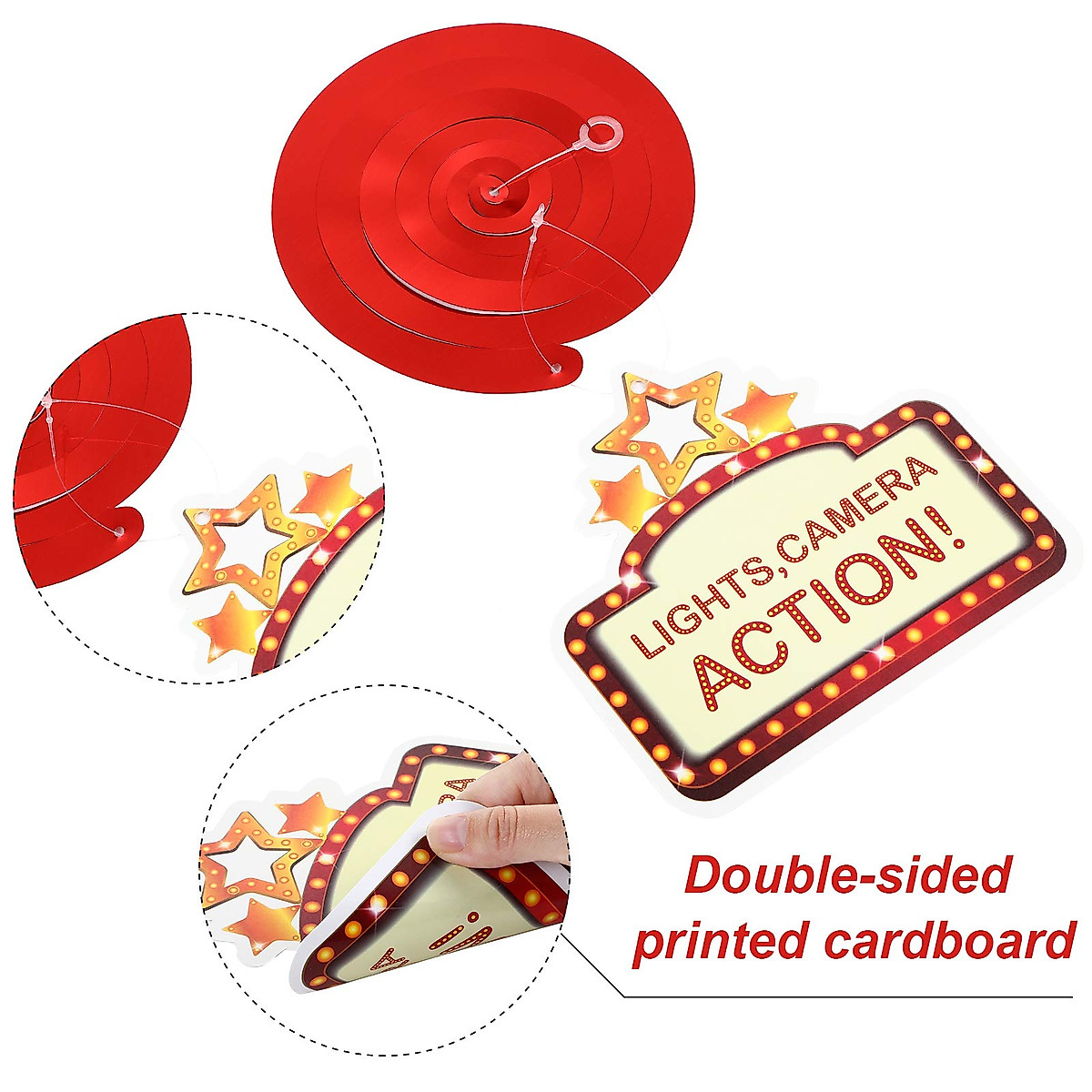 Movie Night Party Decorations Kit Now Showing Movie Theme Hanging Swirls Black Gold Foil Supplies for Bridal Shower Birthday Party Movie Night Party