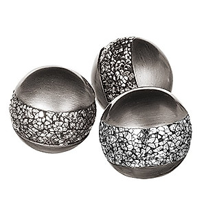 Creative Scents Schonwerk Silver Decorative Orbs for Bowls and Vases (Set of 3) Resin Sphere Balls for Living, Dining Room, Coffee Table Centerpiece Decor - Great Gift Idea (Crackled Mosaic)