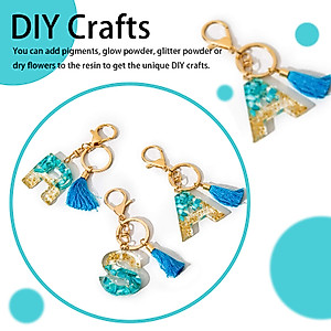 Hayayu Silicone Molds for Resin, Alphabet Letter Epoxy Resin Mold, Backward Keychain Casting Molds Kit for Jewellery Pendants Earrings House Number Making with Key Rings Screw Eye Pins