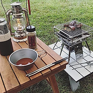 Campingmoon Foldable BBQ Grill, Portable Charcoal Grill, Stainless Steel Wood Burning Stove, Barbecue Cooking Stove for Outdoor/Garden/Camping/Picnic/Party (X-MINI)