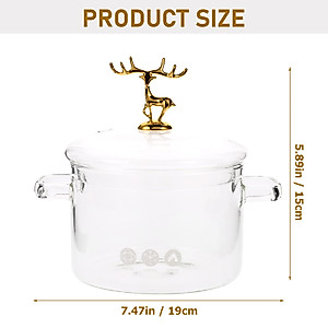 Yardwe Soup Pot Milk Hot Pot High Borosilicate Noodle Pot Christmas Saucepan Cooking Pot Multi-Functional Stewing Pot Home Accessories Pot Stew Pot Baby Glass with Pot Binaural