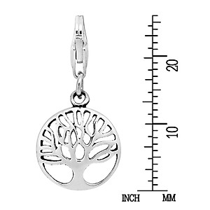 AeraVida Mini 'Tree of Life' Lobster Clasp .925 Sterling Silver Pendant | DIY Tree of Life Pendant for Fashion Accessory | Round Pendant for Women