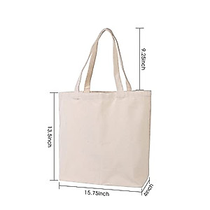 Sanmuci Canvas Tote Bags, Reusable Natural Canvas Women's Shoulder Blank Bulk Grocery Shopping Bag for DIY Gift Bags Work Beach Lunch and Travel (Pack of 5)
