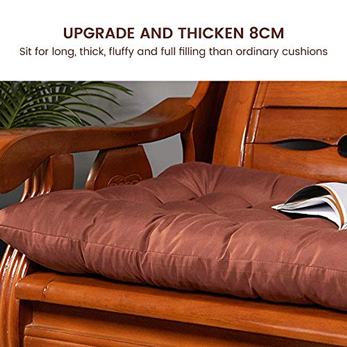 63" Wood Bench Cushion, Outdoor/Indoor Loveseat Cushion Garden Furniture Chair Cushion Non Slip Pads Lounger Recliner Seat Cushion Thicken for Wicker Loveseat Settee (Brown)