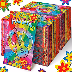 Bencailor 200 Sheets 60s Groovy Party Napkins Hippie Disposable Paper Napkins 60s Hippie Themed Party Decorations Peace Love Tie Dye Disposable Paper Napkins Party Supplies Favor