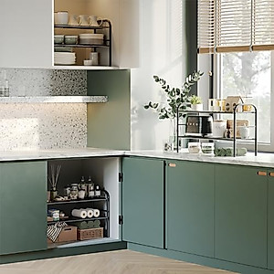 NETEL Under Sink Organizer,Expandable Cabinet Shelf Organizer 2 Tier Under Storage Rack with Removable Panels,Multi-Use for Under Kitchen Bathroom Sink Organizers and Storage