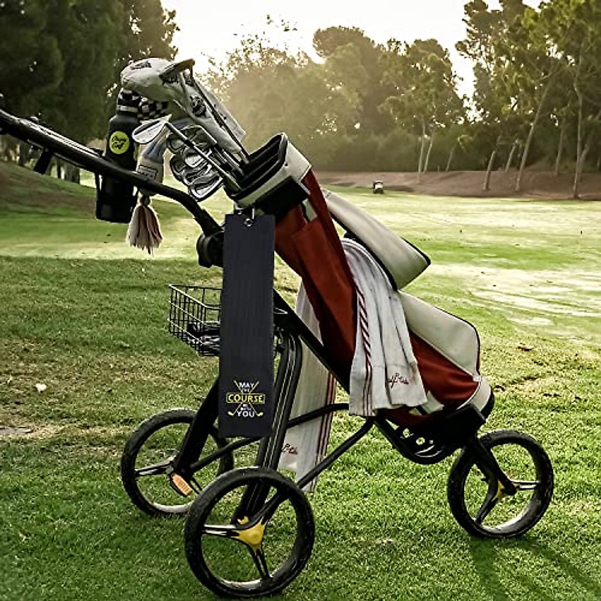 FAFAMESO Funny Golf Towel - May The Course Be with You - Golf Accessories for Golfer, Women, Wife, Men, Husband, Coworker, Birthday Gifts for Him or Her, Going Away Gift for Friends