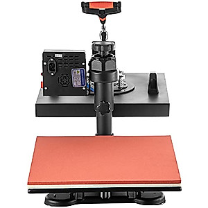 VEVOR Heat Press Machine, 15 x 15 Inch, 6 in 1 Combo Swing Away T-shirt Sublimation Transfer Printer with Teflon Coated, Mug/Hat/Plate Accessories Included, ETL/FCC Certificated, Black(Color may Vary)