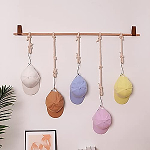 EVOLVEOVER Hat Holder Organizer Boho Wall Hanging Hat Rack Fedora Cowboy Hat Storage Baseball Cap Hanger Macrame Display Shelf Bohemian Hooks