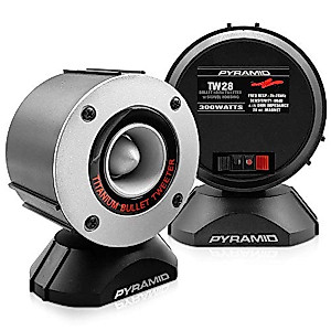 Pyramid 300 Watt Marine Tweeter Speaker - 3.75” Aluminum Bullet Horn w/ 1” Titanium Dome Tweeter & PAC BB-6PR Pair of Bass Blocker for Tweeters, 6 Inch x 1 Inch x 6 Inch Black