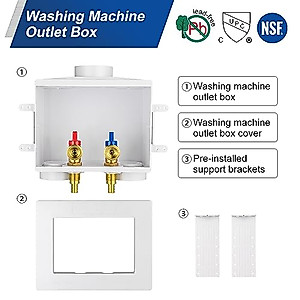 EFIELD Double Drain1/2 Inch PEX Crimp Connection x 3/4 Inch MHT Washing Machine Outlet Box, Pex Crimp Box