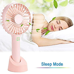 YIHUNION Mini Handheld Fan Portable, Hand held Personal Fan Rechargeable Battery Operated Powered Cooling Desktop Electric USB Fan with Fan Stand, 2500mAh Battery 4 Modes for Home Travel Outdoor（Pink）