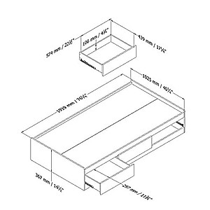 South Shore Logik Twin Mates Bed (39'') with 3 Drawers, Pure White