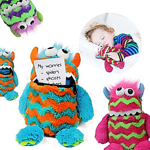 Worry Monster Soft Plush Toy Pink and Green Childrens Write Down Your Worries Cuddly Toy Gosh! Designs 9”