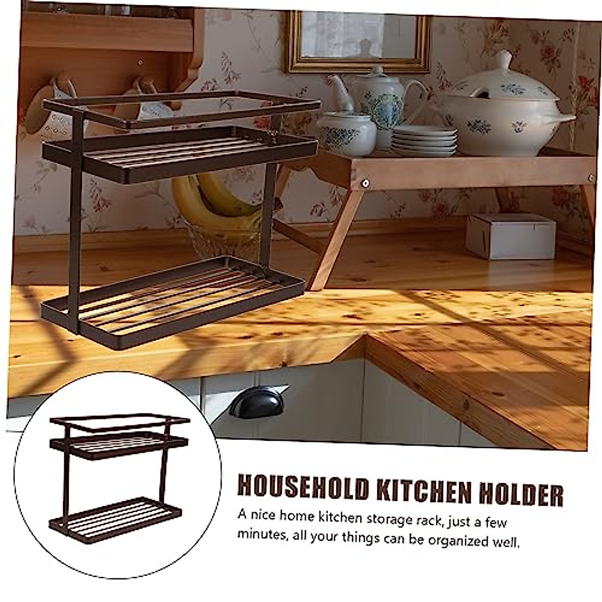 Alipis kitchen spice rack stackable shelves condiment bottle shelf cupboard organizers and storage kitchen cabinet kitchen organizer countertop shelf fruit make up carbon steel