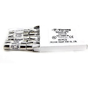 Pack of 10 Fuses 30A in-Line PV 30 Amp 1000V DC [10 x 38mm] fusible CE Certified UL | Photovoltaic Fuses for Solar Panel Protection