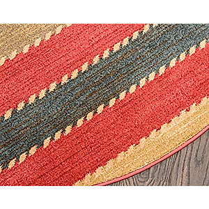 Unique Loom Fars Collection Area Rug - Monterey (8' Round, Multi/ Rust Red)
