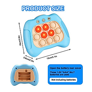 AICARGER Quick Push Puzzle Game Machine Pop Fidget Light-Up Squeeze Poppet Sensory Toy Educational Push Pop Bubble Toy Stress Relief Party Favors Puzzle Game for Kids Teens Adults (Light Blue)