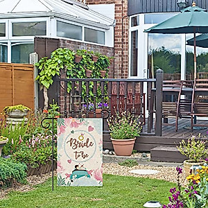 WeBenison Bride to Be Garden Flag/Bridal Shower Yard House Lawn Sign/Engagement Door Yard Lawn Sign Decor/Bachelorette Party Outdoor Decorations, Double Side Burlap