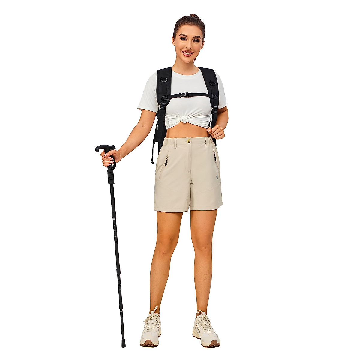 Little Donkey Andy Women's Quick Dry Lightweight Stretch Shorts Outdoor Short Active Hiking Khaki Size L